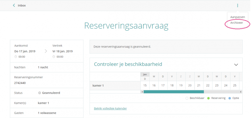Reserveringsaanvragen Archiveren | Bedandbreakfast.eu